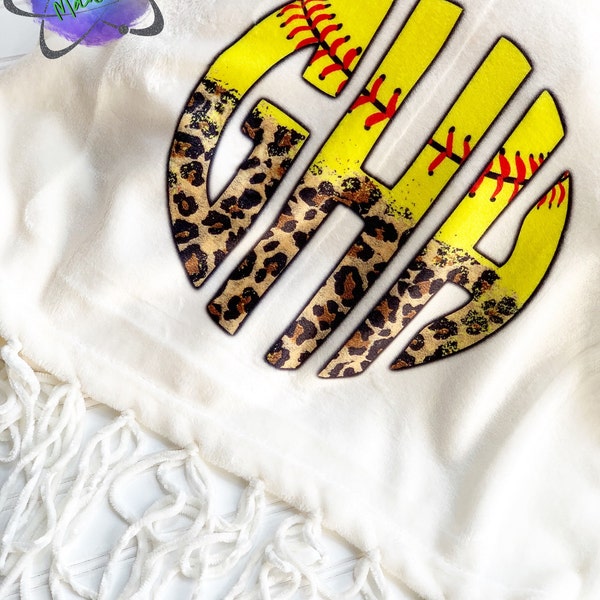 Softball Leopard Monogram Alphabet PNG File Downloads Full Alphabet - Etsy