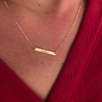 Skinny MINI Bar Necklace, Personalized Gold Bar, Customized Gold Bar ...