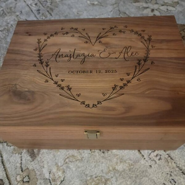 Personalized Walnut Keepsake Box, Wedding Memory Box, Wedding Keepsake ...