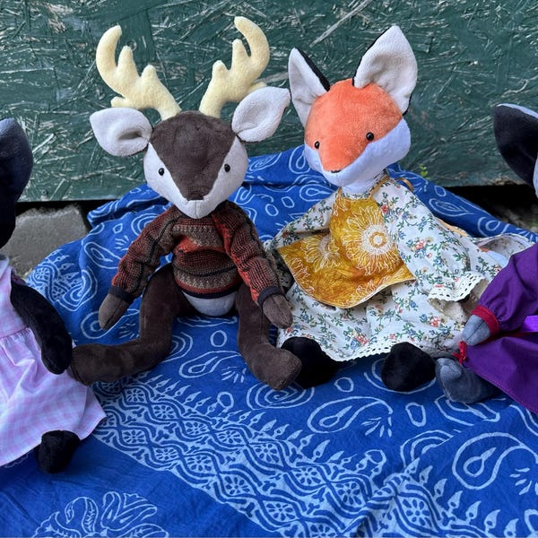 4 Sewing Pattern Bundle. Deer, Hare, Fox, Wolf, With Clothes. - Etsy