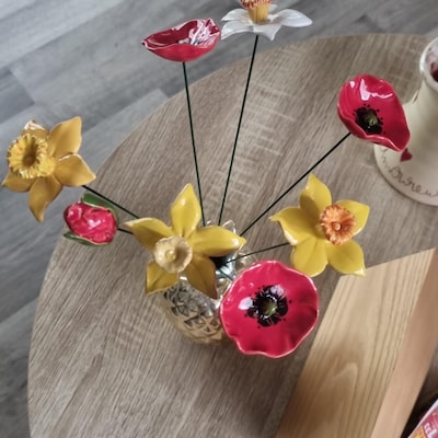Decorative Ceramic Flowers 1 Pc Ceramic Daffodil Flowers Ceramic ...