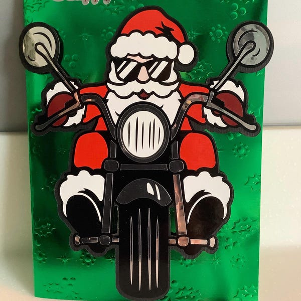 Biker Santa SVG | Cute Funny Christmas SVG | Cool Santa Claus Riding ...