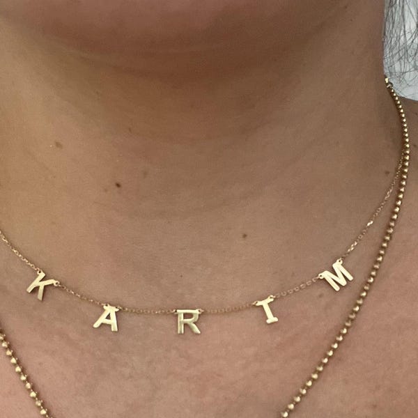 14K Solid GOLD Sideways Initial Necklace, Perfect Gift for Her ...