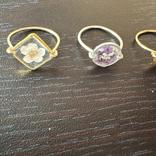 Real Flower Ring/resin Ring/pressed Flower Resin Ring/plant Ring ...