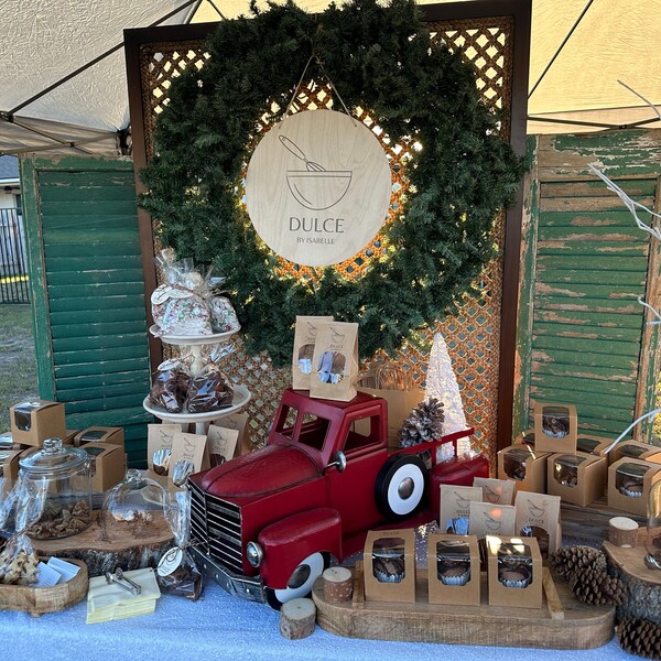 Small Business Booth Hanging Sign Your Actual Logo Round Creative Moon ...