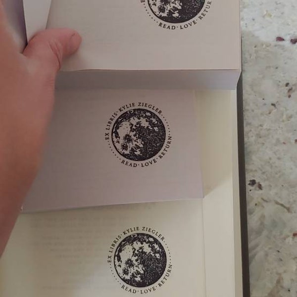 Full Moon Book Stamp | Library Stamp Personalized | Rubber Stamp or ...