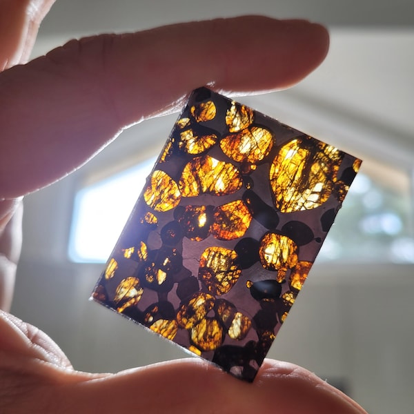 100% High‑olivine Sericho Pallasite Meteorite Slice/meteorite Pendant ...