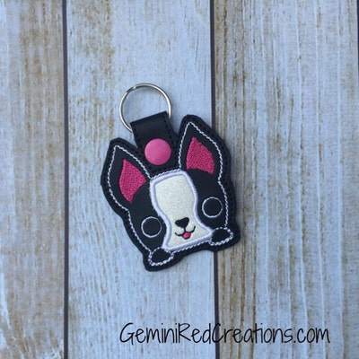 Smiling Dog Snap Tab Embroidery Digital File Instant Download Key Fob ...