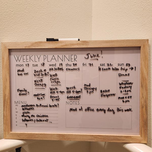 Weekly Dry Erase Wall Planner | Personalized Schedule Board | 12x18 or ...