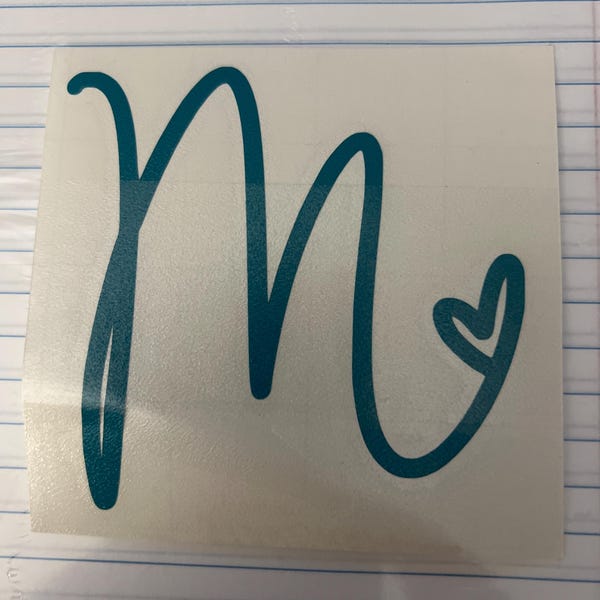 Decal | CUTE Single Initial Decal | Initial With Heart Loop Accent ...