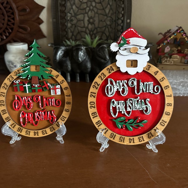 Santa Christmas Countdown Laser Cut File, Christmas Santa Countdown SVG ...