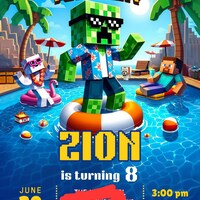 Editable Ninja Pool Party Birthday Invitation Ninja Online Birthday ...