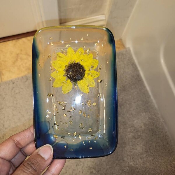 Resin Trinket Tray With Snowflakes, Custom Blue White Resin Rolling ...