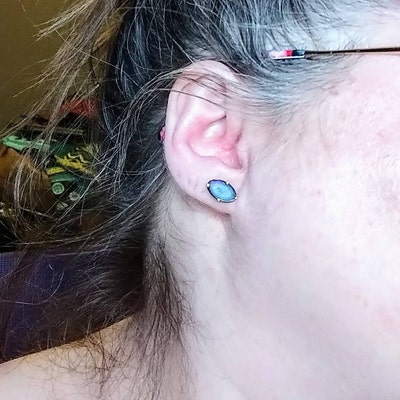 Rough Kyanite Sterling Silver Earring, Blue Kyanite Earring, Prong, Sterling Silver, Stud ...