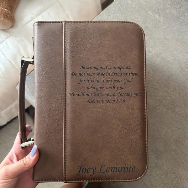 Custom Leather Bible Cover, Personalized Bible Case, Engraved Large ...