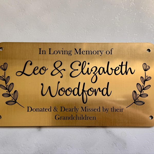 Bench Memorial Plaques in Gold and Silver - Engraved Personalised ...