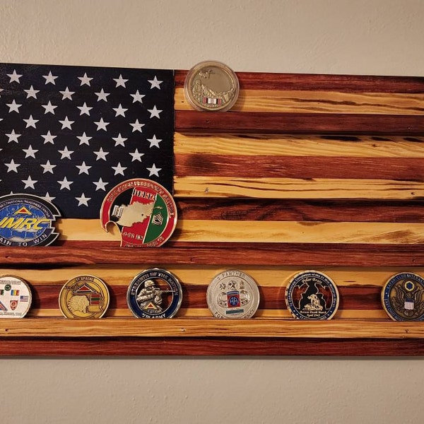 Handmade American Flag Challenge Coin Hanging Wall Display Rack - Etsy