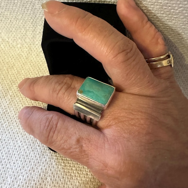 Beth Dutton Inspired Turquoise and Sterling Silver Large Statement Ring ...