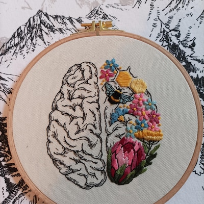 Hand Embroidery Pattern BRAIN'S GARDEN, Anatomical Brain PDF Embroidery ...