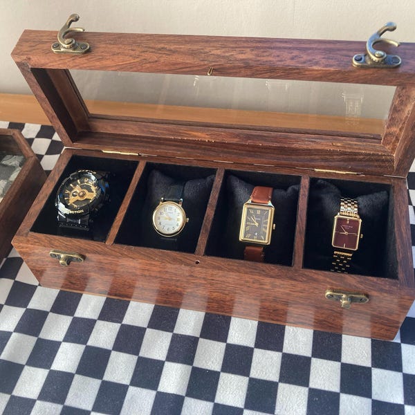 Vintage Wooden Watch Box for Men, Honeycomb Personalized Display ...