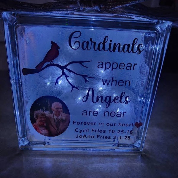 Personalized Memorial Glass Block With Fairy Lights: Sympathy Gift - Etsy