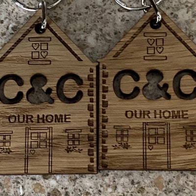 Set of 2 Couples New Home Keyrings Housewarming Gift Personalised First ...