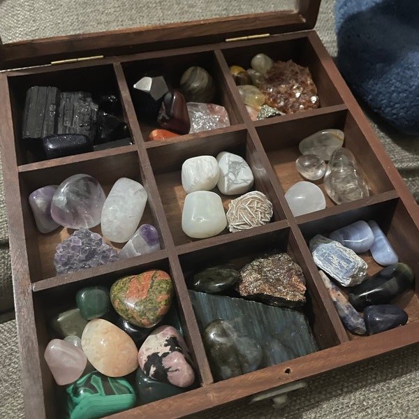 Wooden Rock Collection Box | Wooden Crystal Display | Mens Jewelry Box ...