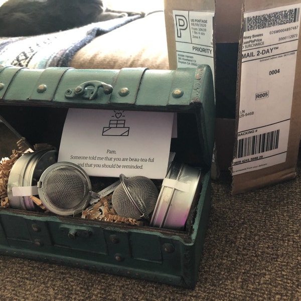 Blue Tea Gift Box With Personalized Infusers & Loose Leaf Teas - Etsy