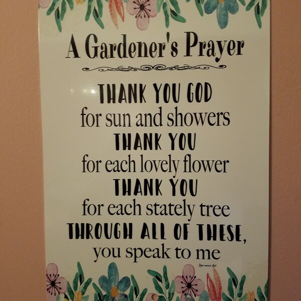 Gardener’s Prayer Sign | Christian Garden Decor | Faith Quote | Floral ...