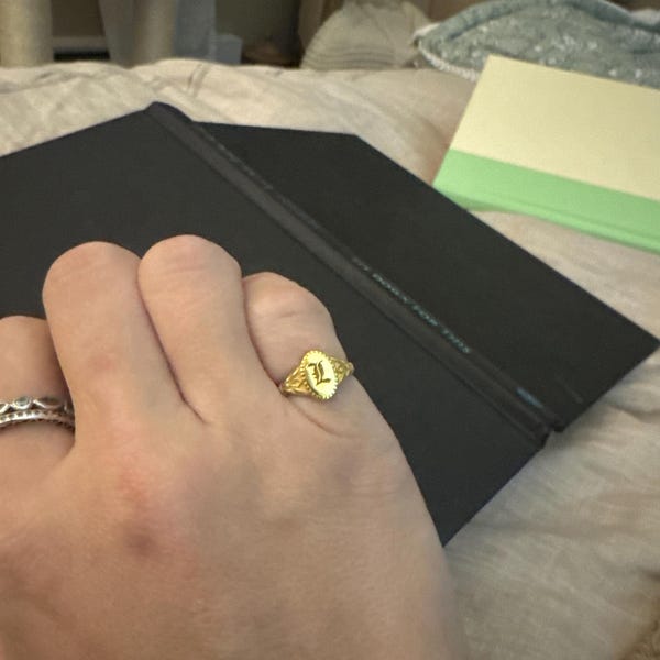 14K Gold Custom Vintage Gothic Ring , Personalized Initial Signet Ring ...