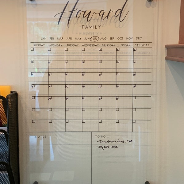 Personalized Acrylic Calendar for Wall, 7 Week Design Ll Dry Erase ...