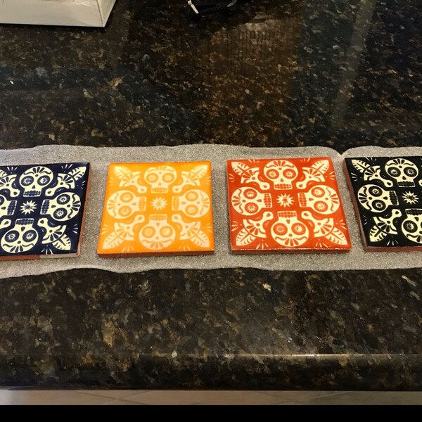 Talavera Mexican Hand Painted Tile Folk Art Sample Tile 4x4 C396 Day of ...