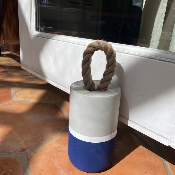 Cement Doorstop, White Stripe Door Stopper, Modern Doorstop, Heavy ...