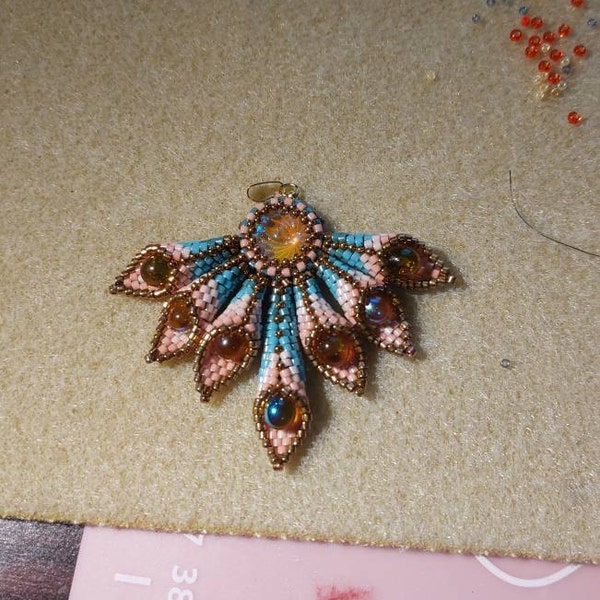 Beading Tutorial - Sun - Beaded Pendant With a Rivoli Incl. Earrings - Etsy