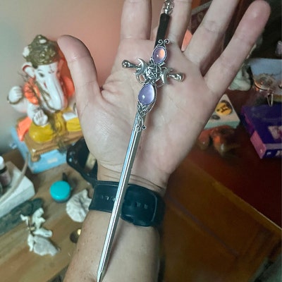 Purple Triple Moon Hair Dagger, Witch Sword Hair Stick, Hecate Hair ...