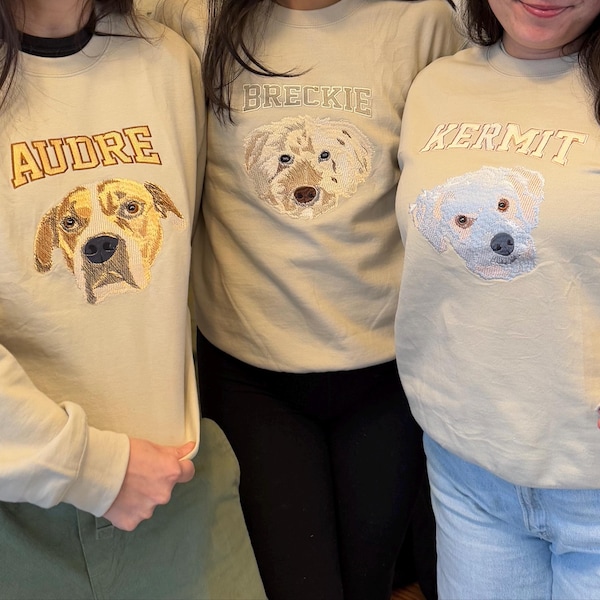 Pet Embroidered Sweatshirt, Embroidered Dog Hoodie, Custom Dog Face ...