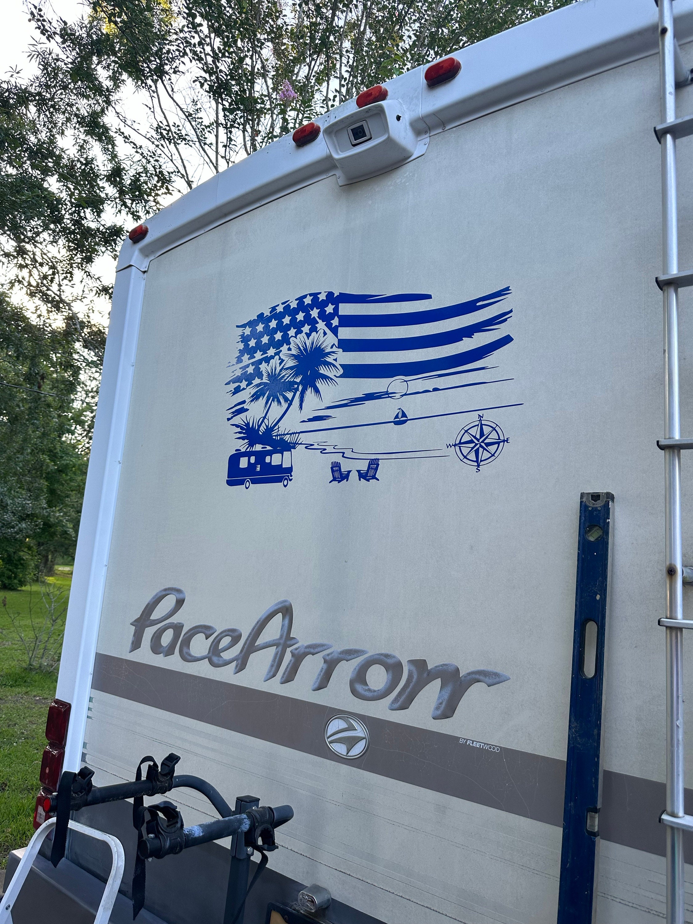 American flag RV vinyl decal, personalized gift, last name camper decor ...