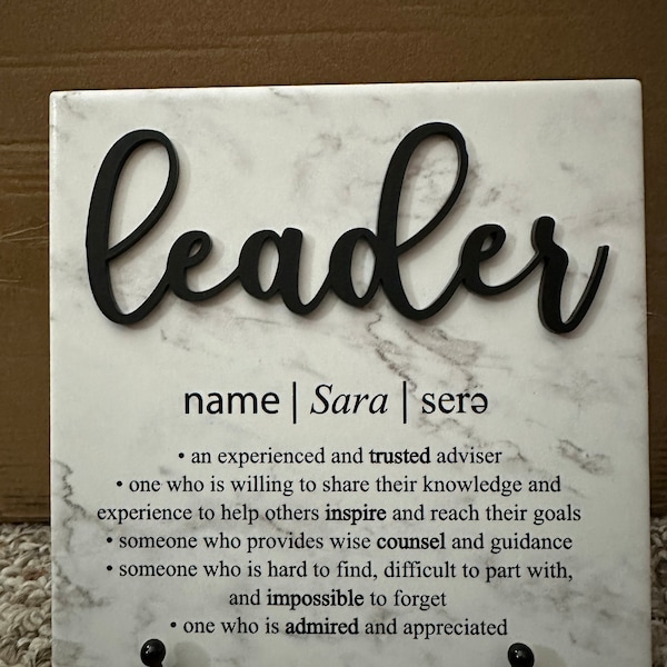3D Marble Great Leader Definition Plaque With Stand, Thank You Mentor Sign, Boss Retirement ...