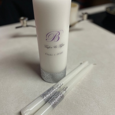 BLING Personalized Unity Candle Set With Monogram, Wedding Candles ...