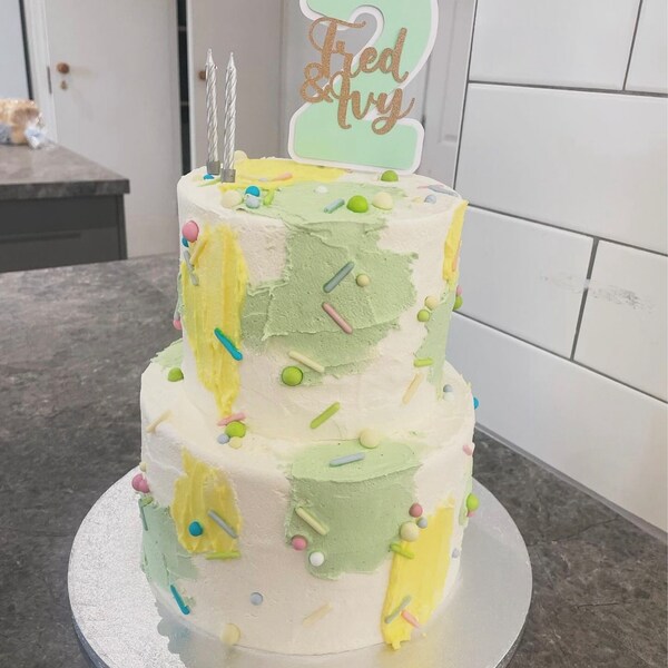 Princess and Prince Number Two Children's 2nd Birthday Cake Topper ...