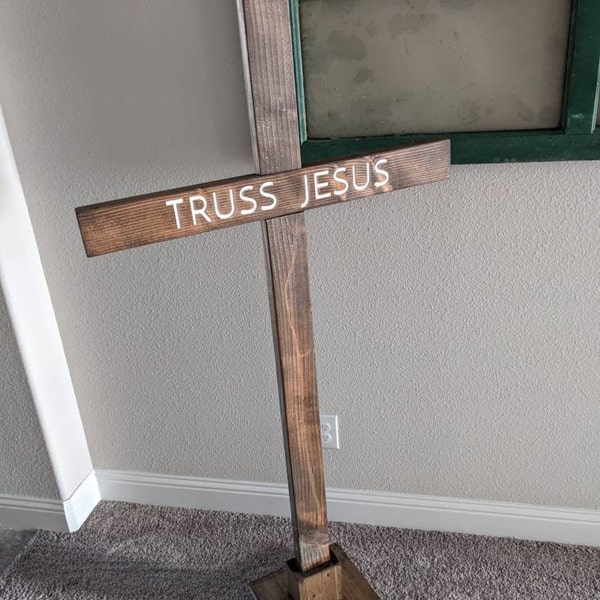 Wood Cross Religious Stand Standing Jesus Wedding Roadside 5 Foot Tall ...