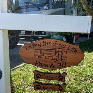 5th Wheel Custom Carved Cedar RV Family Camping Signs W Pine Trees 2 ...