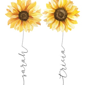 Personalized Sunflower Friendship Print, Custom Best Friend Gift, Long ...