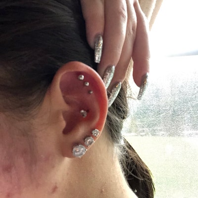 Forward Helix, Triple Helix, 18g 16g 14g X 8mm Long X 2mm 3mm 4mm Ball ...