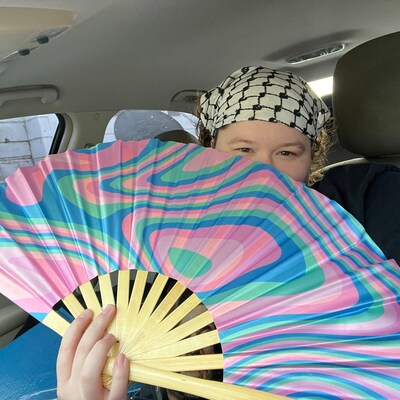 Stranger Danger Fan Uv-reactive Rave Fan Bamboo Hand Fan at the Gay Fan ...