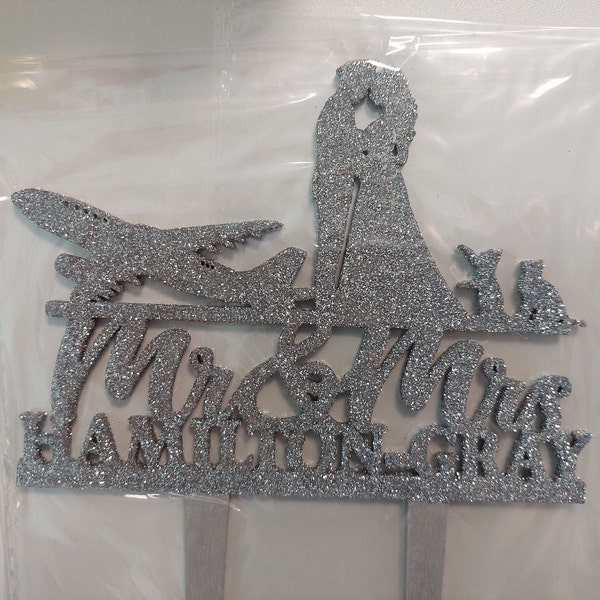 Сustom Airplane Wedding Cake Topper, Pilot and Bride Personalized ...
