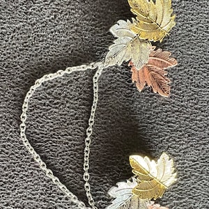 Maple Leaves Brooches With Chains, Antique Gold, Silver and Rose Gold ...
