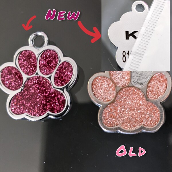Custom Shiny Paw Cute Dog Tag, Engraved Pet ID Tags, Sparkling Paw ...