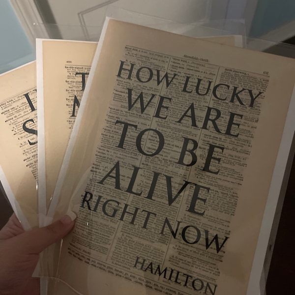 Hamilton Musical Quotes on Antique Dictionary Pages, Hamilton Broadway ...