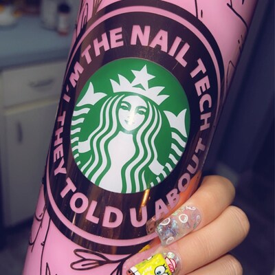 Nail Tech Starbucks Snowglobe Cup, Custom Nail Tech Starbucks Cup ...